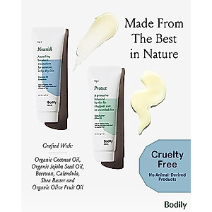 Bodily - Nip Duo Nipple Cream for Breastfeeding - 100% Natural - Lanolin Free Nipple Cream Set - Organic Nipple Butter to Hydrate and Protect Dry, Sore Skin - 2X 0.5oz