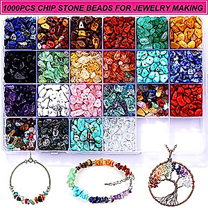 1000PCS Crystal Stone Beads for Jewelry Making, Natural Chip 5-8mm Irregular Gemstones Multicolored Rock Loose Beads for Ring, Earrings, Necklace, Bracelet Making DIY Art Crafts