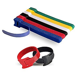 WFAUIBR 60PCS Cable Management ，Fastening Cable Ties Reusable，velcro straps，cord organizer，Multi-Purpose Adjustable Cord Organizer， Office Electric Wires, Assorted Colors