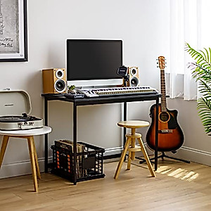 IRIS USA 39 Inch Modern Laptop and Computer Desk Office Table for Home Office, Water and Scratch Resistant Surface Gaming Desk, Easy to Assemble Black Desk