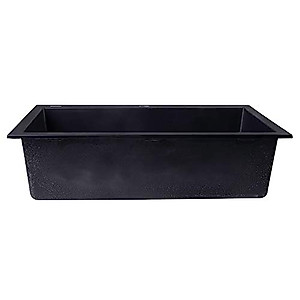 ALFI brand AB3020DI-BLA Drop-In Single Bowl Granite Composite Kitchen Sink, 30", Black