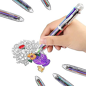 SMTTW 4 Pack 0.5mm 6-in-1 Multicolor Ballpoint Pen - Best for Smooth Writing-Retractable Ballpoint Pens for Office School Supplies Students Children Unique Gifts