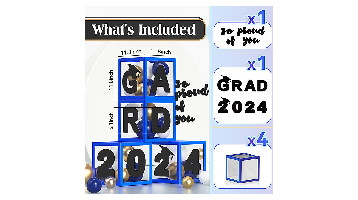Pink 2024 Graduation Balloon Boxes - Class of 2024 Decor