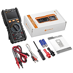 Neoteck True RMS 9999 Counts Digital Multimeter, Large Backlit EBTN LCD, Manual & Auto Dual Ranging Integrated Design - Black