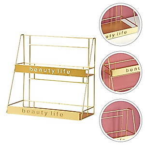 BESPORTBLE Cosmetic Storage Rack Makeup Organizer Shelf 2 Tier Cosmetic Storage Basket with Tray for Cosmetics Countertop Storage Organizer Standing Rack for Dresser Countertop Bathroom Gold