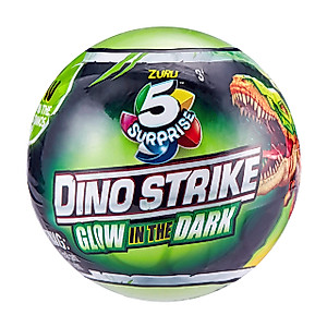 5 Surprise Dino Strike Surprise Mystery Battling Collectible Dinos by ZURU (2 Pack) Glow in The Dark,Gold