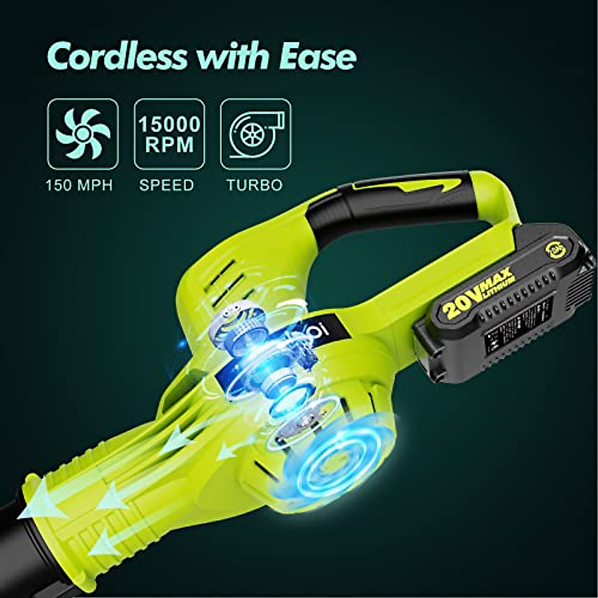 LAZYBOI Cordless Leaf Blower with 2 Batteries