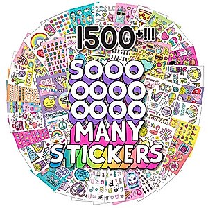 Just My Style 1500+ Stickers, Kawaii Y2K Sticker Book with Positivity Quotes, Sweet Treats, Unicorns, Fun Craft Stickers, for Girls Kids Teens Adults