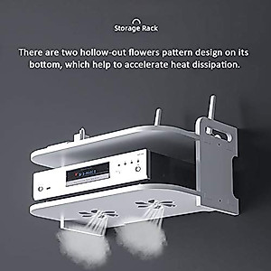 Denpetec Floating Shelf for TV Components,TV Box Shelf Thick DVD Player, Wall Hanging Shelf Punching-Free Storage Rack Floating Shelf for Set-Top Box Router Game Consoles for Home