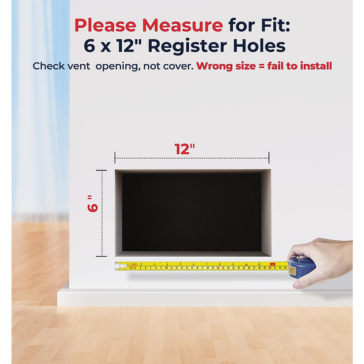 VELLEE Quiet Register Booster Fan Fits 6" x 12" (DUCT OPENING CUTOUT), 10-Speed Control Heating Cooling AC Vent Booster Fan w/Remote Control & Thermostat Control - White