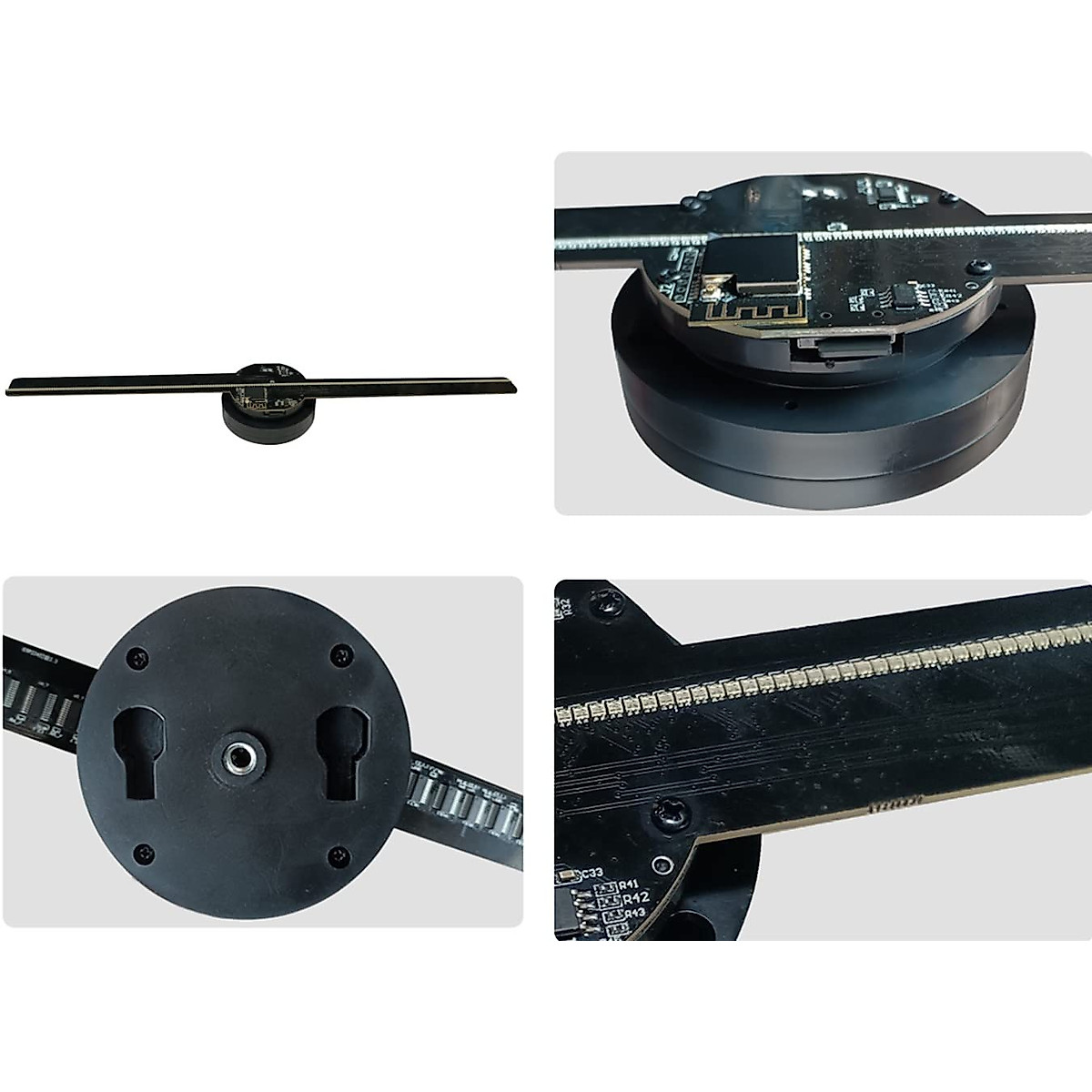 3D Hologram Fan WiFi Projector Hologram Fan 16.5“ Display App/Pc WiFi Real-Time Projection, Tabletop Holographic LED Ceiling Skylight Night Light for Halloween, Shop, Bar, Party Advertising Display