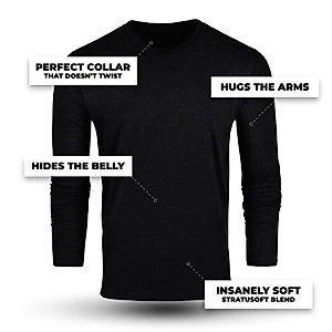 Fresh Clean Threads Mens Black Long Sleeve T-Shirt - Pre Shrunk Soft Fitted Premium Classic Tee - Men's T Shirts Cotton Poly - 3XL