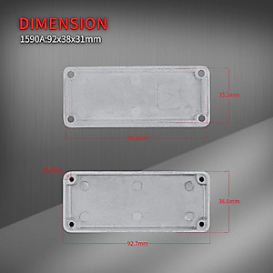 DaierTek 3pcs 1590A Metal Guitar Pedal Enclosure 92x38x31mm Diecast Aluminum Stomp Box Case Unfinished for Guitar Effect
