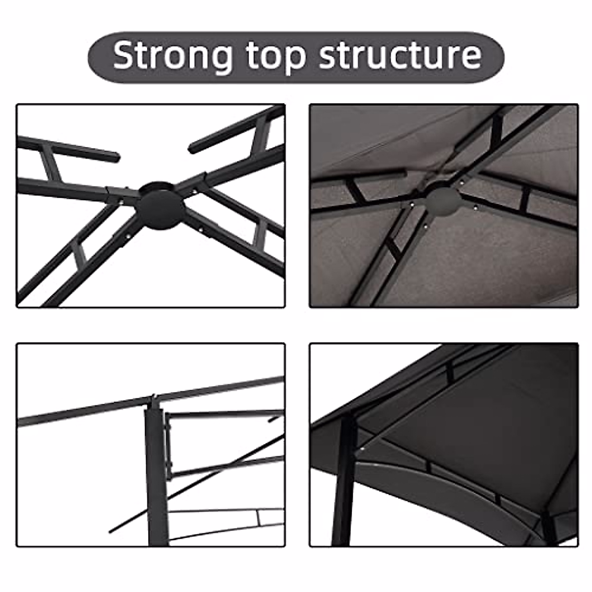 YTYZC 8x5Ft Outdoor Grill Gazebo Light Shelter Tent Double Tier Soft Top Canopy Steel Frame with Led Hook Counters