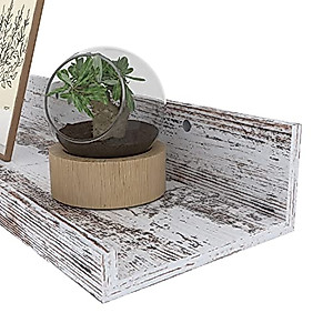 Lavezee 16 Inch Rustic Floating Shelves for Wall Set of 3 and 4x6 Distressed Rustic Picture Frames Set of 6