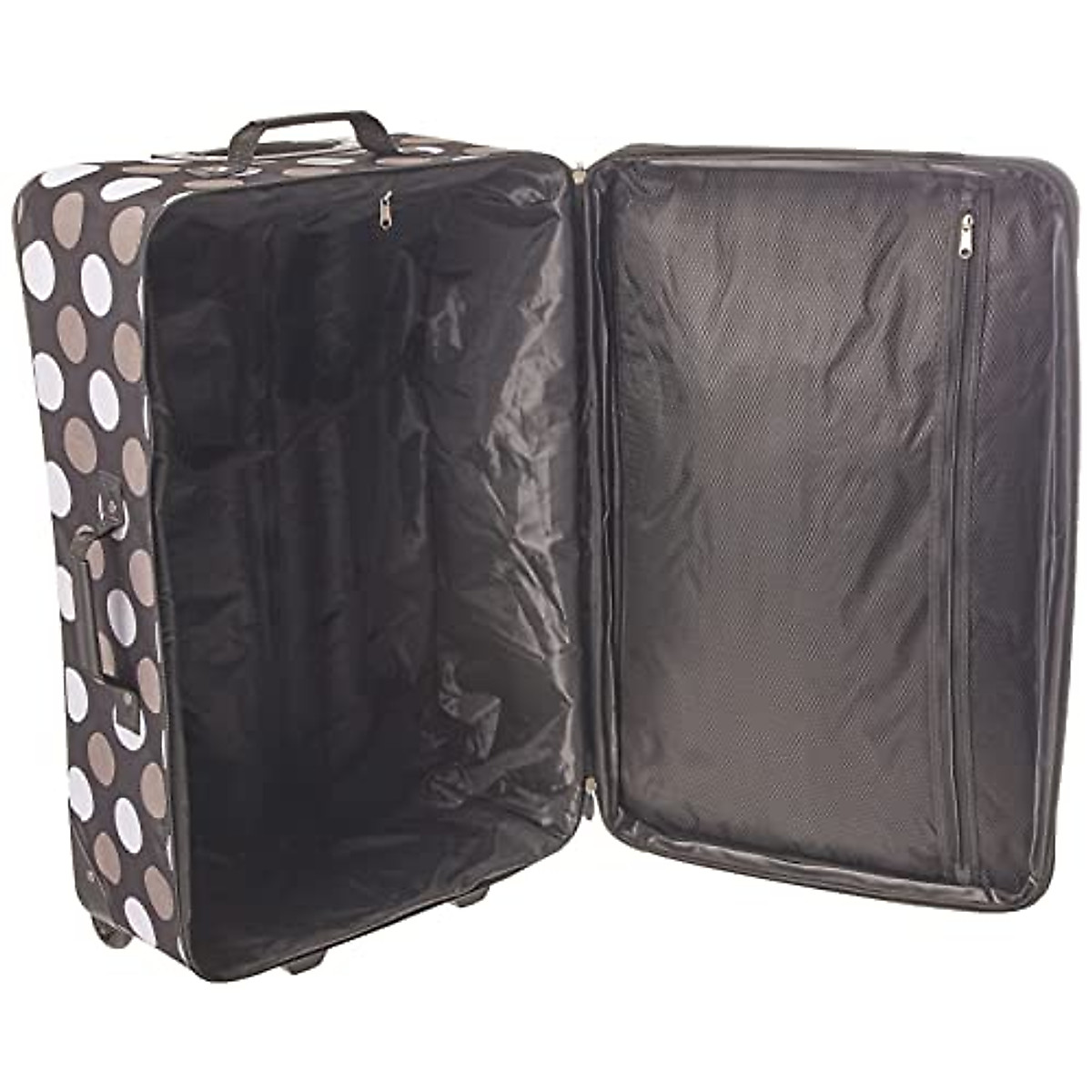 Rockland Escape 4-Piece Softside Upright Luggage Set, Telescoping Handles, Black Dot, (14/19/24/28)