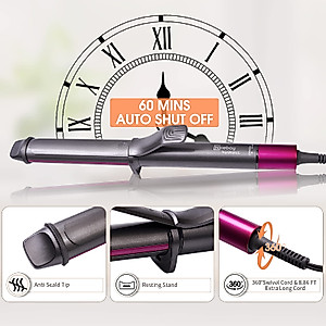 Nicebay Curling Iron, 1 1/4 Inch Hair Curling Iron with Ceramic Coating, Professional Curling Wand, Fast Heating up to 430°F, Temperature LED Display, Wide Voltage for Worldwide, 60 Mins Auto Off