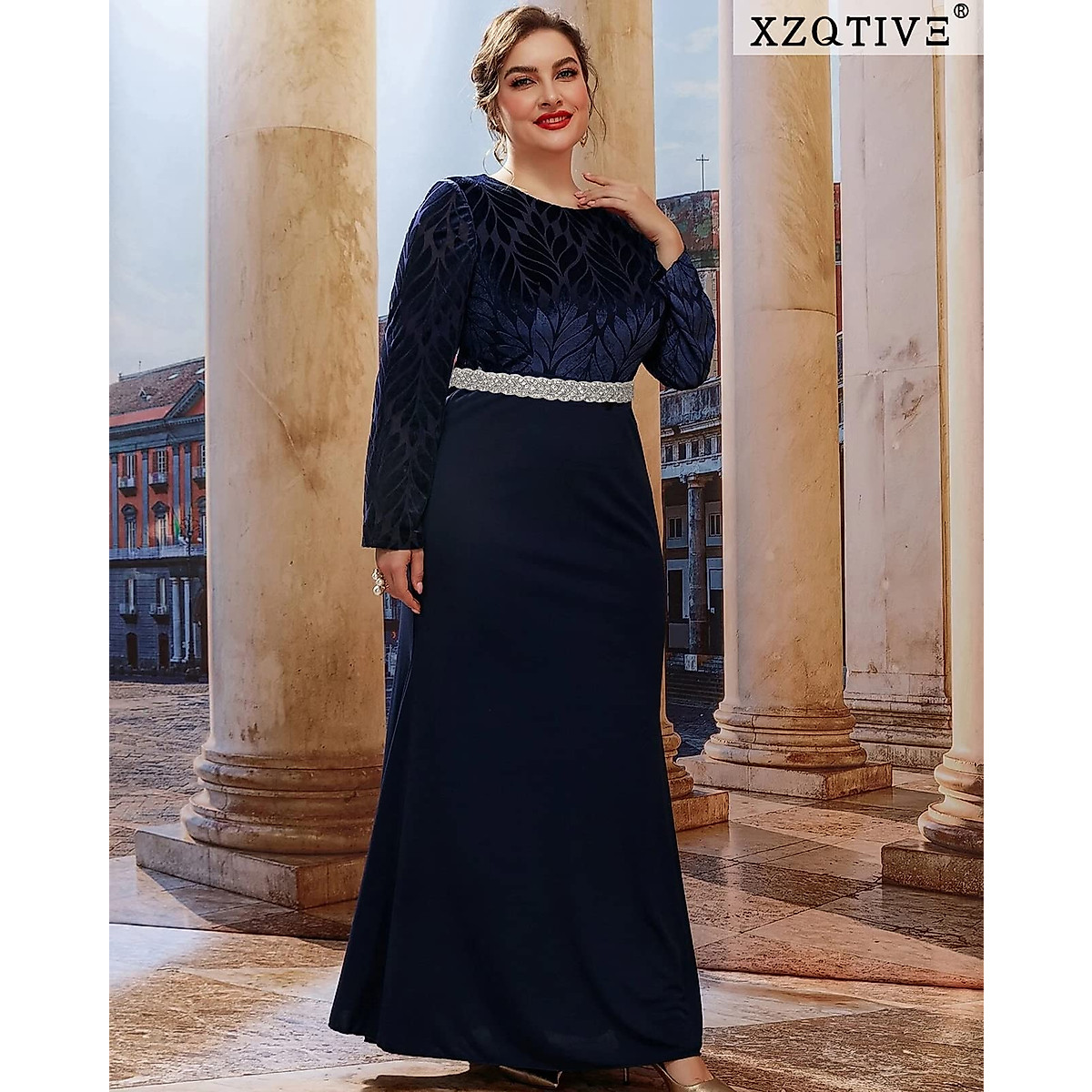 XZQTIVE Bridal Belt Handmade Crystal Rhinestone Braided Wedding Dress Sash Belt For Bridal Gowns, Silver, Blue Organza