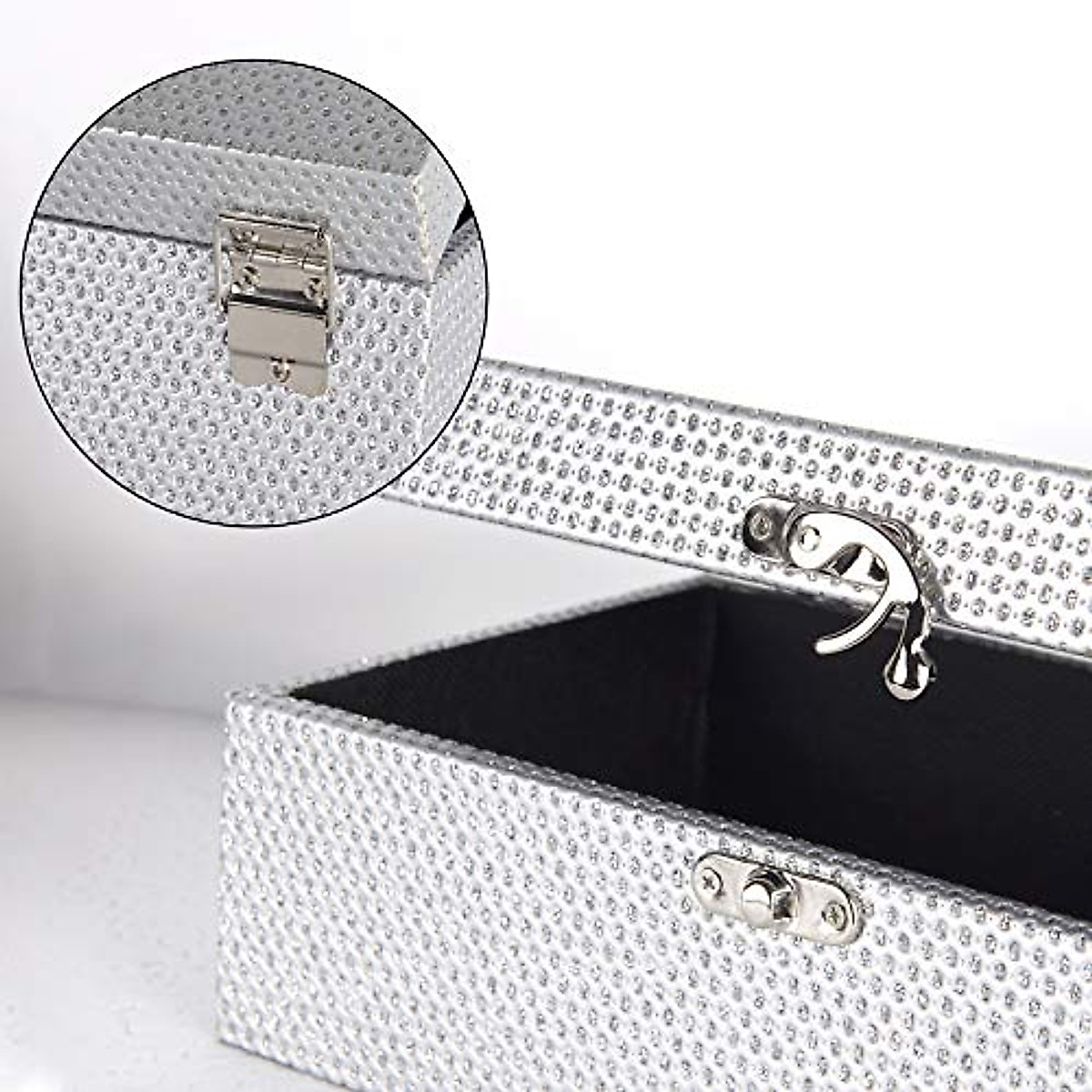 MODE HOME Silver Glitter Wooden Jewelry Storage Boxes Decorative Treasure Boxes Set of 2
