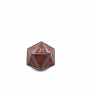 Red Metal D20 F*** Dice Critical Fail F 20 Sided Die Set DND Black Red Gunmetal Color Number for Role Playing Game Dungeons and Dragons D&D Pathfinder Shadowrun and Math Teaching
