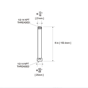 OFFO Shower Head Extension Arm, Shower Arm Extension Shower Head Extender Made of 304 Stainless Steel Shower Pipe Extension, Chrome 6 Inches