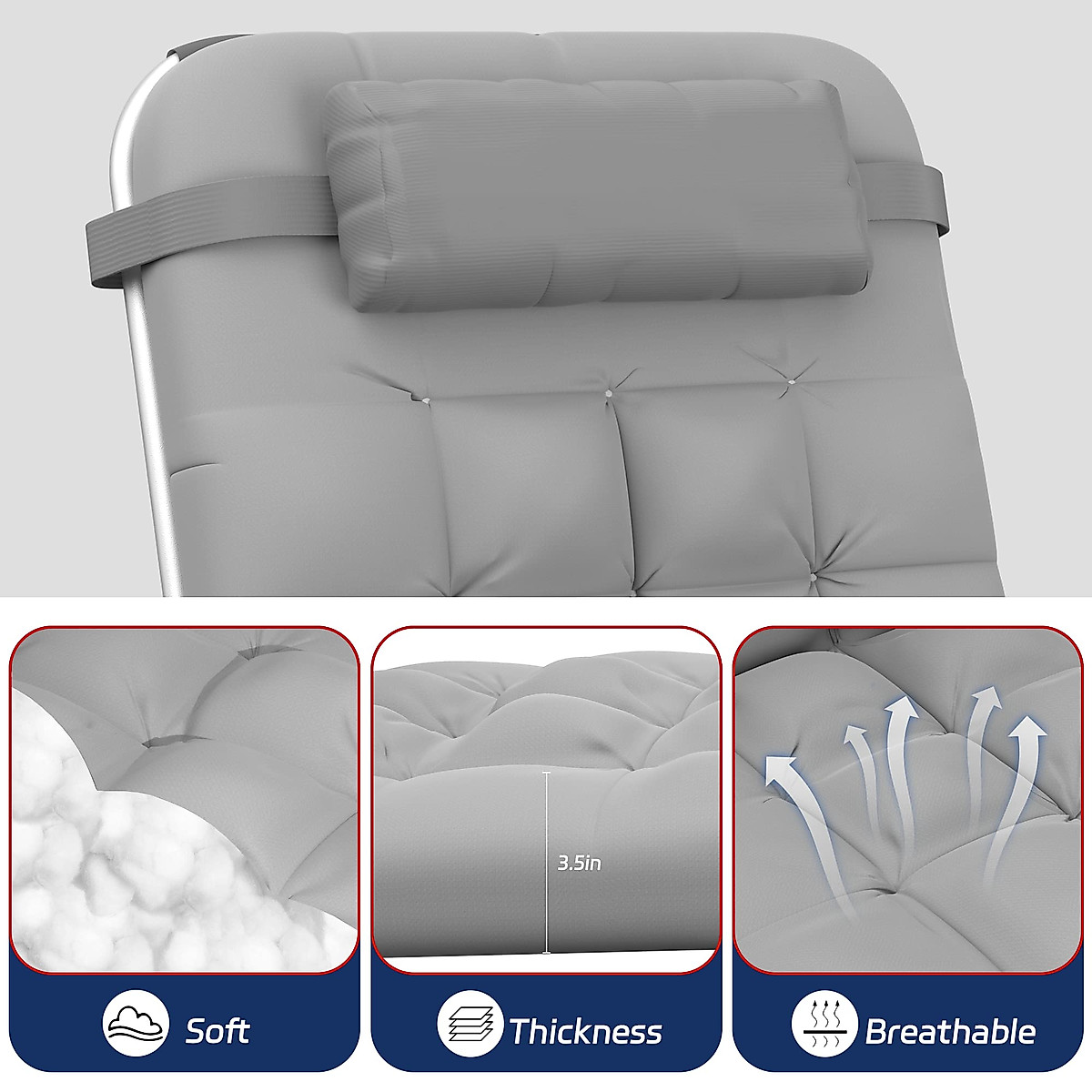 Elevens Oversized Zero Gravity Chair, 30in Reclining Patio Lounge Chair with Removable Cushion & Tray, Patio Lounge Chair with Adjustable Headrest, Support 500 lbs, Gray