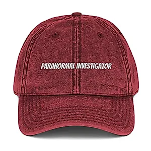 Paranormal Investigator Hat | Ghost Hunting Gear - - Vintage Cap - Amusing Design Maroon