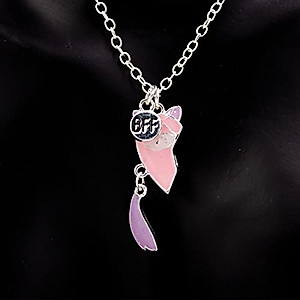 yomlry 2Pcs Best Friend Necklace Heart Pendant BFF Gifts Necklace Fox Charm Friendship Jewelry for Girls purple
