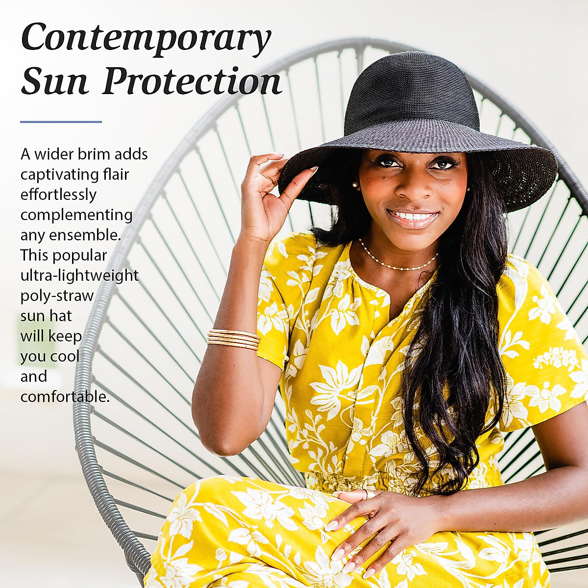 Wallaroo Hat Company – Women’s Victoria Diva Sun Hat – Wide Brim, Packable Design and Adjustable Sizing for Medium Crown Sizes – Style for Summer Parties, Poolside and Outdoor Events (Mixed Camel)