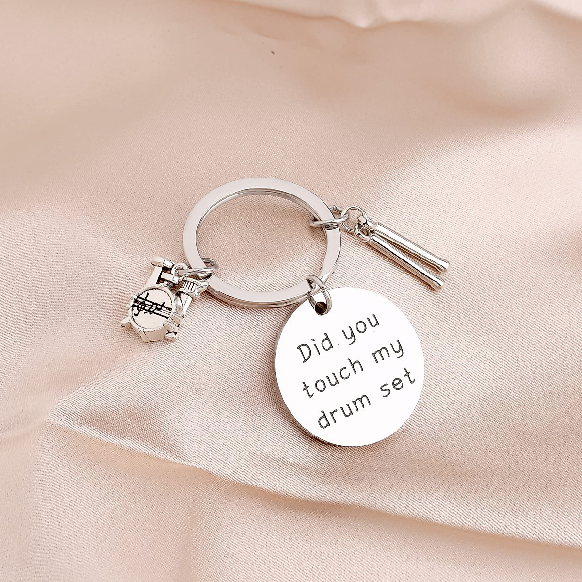 bobauna Drum Keychain Drummer Gift Did You Touch My Drum Set Percussion Jewelry Drum Player Musician Gift (touch drum keychain)