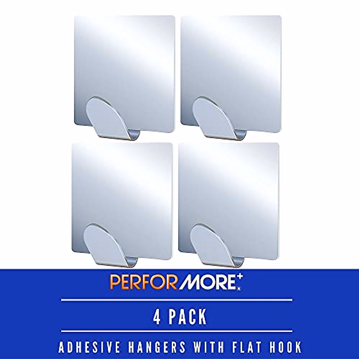 Performore 4 Pack of Flat Razor Hook, Adhesive Stainless Steel Washcloth Loofah Holder for Shower Bathroom Walls