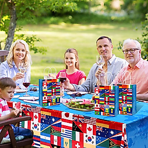 Pajean 16 Pack International Flag Bags World Flag Gift Bags Flags of the World Party Bags Country Flag Treat Bags for Opening Sports Events Celebration Goodie Candy Party Favors Decoration Supplies