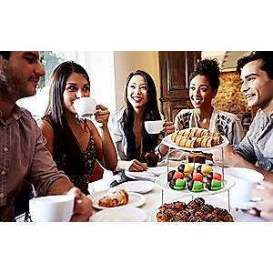 Collapsible Party Tray, 3 Tier - The Decorative Plastic Appetizer Trays Twist Down and Fold Inside for Minimal Storage Space. An Elegant Tray for Serving Sandwiches, Cake, Sliced Cheese and Deli Meat.