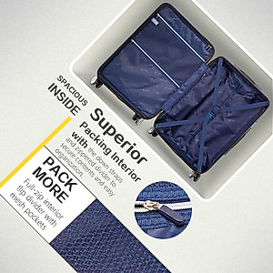 Coolife Luggage Expandable(only 28") Suitcase PC+ABS Spinner 20in 24in 28in Carry on (white grid new, L(28in))