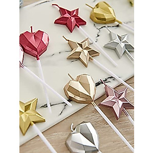 Star Shaped Birthday Candle,Metallic Multicolor 3D Design Cake Candles,Creative Fun Long Thin Wedding Birthday Candles Set,Party Supplies,Cake Decoration (Rose Gold)