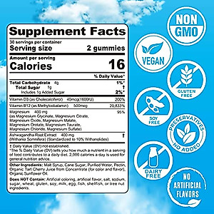 Magnesium Gummies 400mg | as 8 Forms of Magnesium Glycinate, Malate, Citrate, Taurate, Oxide, and More | with Ashwagandha Extract, D3 & B12 Supports for Calm, Zzz, Mood, Muscle Cramp - Vegan 120 Cts