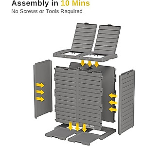 EAST OAK 76 Gallon Outdoor Trash Can, Waterproof Resin Garbage Can with Tiered Lid and Drip Tray, Outside Trash Bin for Patio, Kitchen, Backyard, Deck, Gray