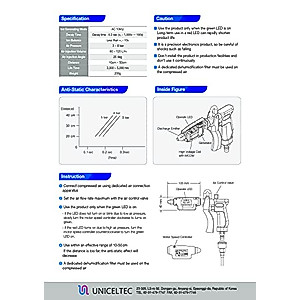 UNICELTEC ECOGUN, Power Cordless Anti Static Gun, Self generating Ionizing Air Gun, Static Eliminator