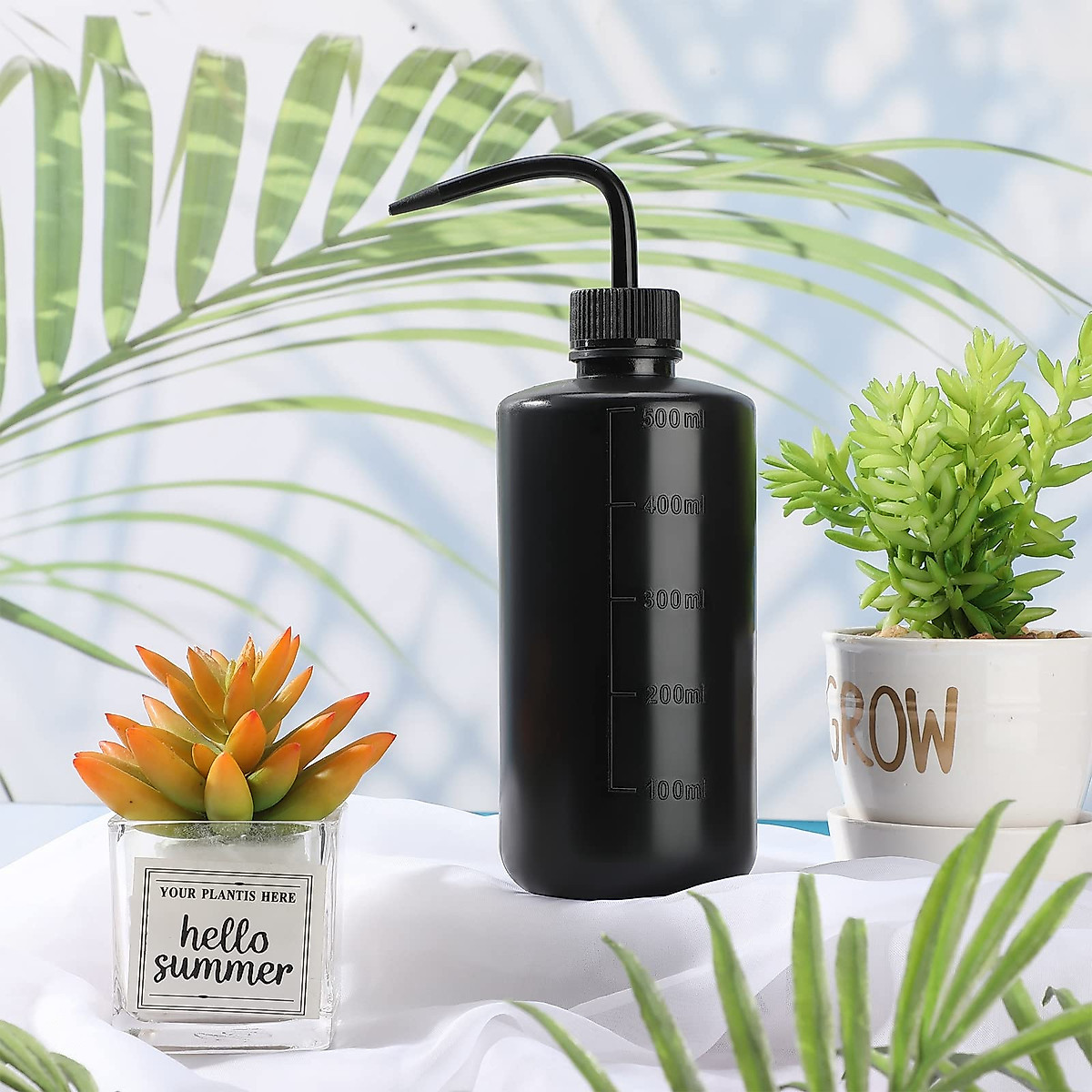 Epakh 6 Pcs 500 ml Tattoo Wash Bottle Water Squirt Bottle Lab Squeeze Bottles Lash Water Bottle Squeezer Safety Rinse Bottle for Eyelash Extensions, Tattoo Supplies, Cleaning, Succulent (Black)