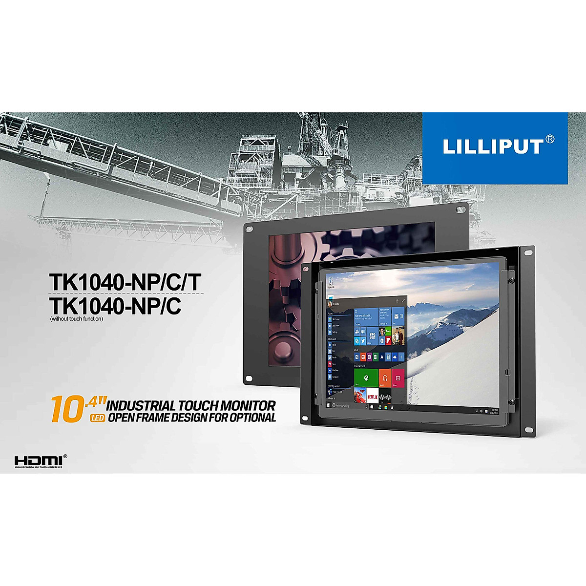 LILLIPUT 10.4" TK1040-NP/C/T-B 5-Wire resisitive 4:3 HDMI Open Frame Touch Screen