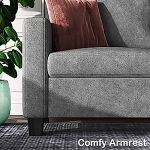 YESHOMY Convertible Sectional Sofa, L-Shaped Couch with Soft Seat and Modern Cotton Fabric for Small Space, Living Room Settee with Comfortable Backrest, Dark Gray