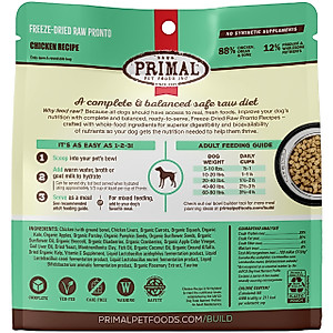 Primal Freeze Dried Dog Food Pronto, Chicken; Scoop & Serve, Complete & Balanced Meal; Also Use As Topper or Treat; Premium, Healthy, Grain Free, High Protein Raw Dog Food (7 oz)