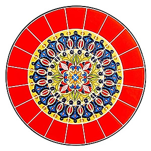 VONLUCE 21 Inch Mosaic Plant Stand, 14 Inch Round Side Table with Ceramic Tile Top, Indoor and Outdoor Accent Table, Outdoor Patio Furniture, End Table for Garden Patio Living Room More, Red