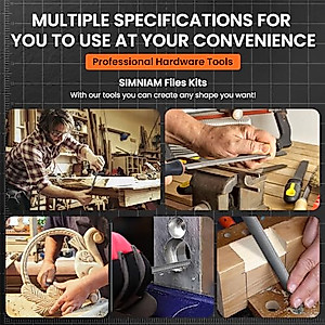 Simniam 18Pcs Professional Files Set, Premium T12 Metal Files with Suitcase, Flat/Triangle/Half-Round/Round Large Files & 12x Needle Files&Cleaning Brush, Perfect for Wood, Metal&DIY Project