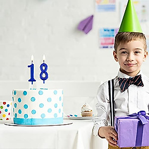 18th Birthday Candles, Cake Numeral Candles, Blue 18th Cake Topper Candles for Birthday Cake Favor Wedding Anniversary Party Celebration Supplies