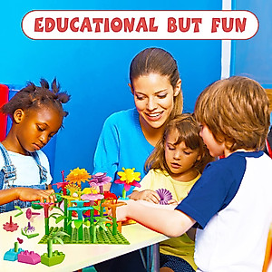 IQKidz 3-6 Years Old Toddler Toys - Flower Garden Building Toy with Insect Pegs, Educational Activity Gifts for Girls Preschool-Kindergarten, 153Pcs STEM Stacking Pretend Play Set