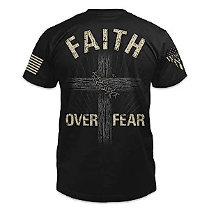 Warrior 12 Faith Over Fear T-Shirt, Christian Shirts for Men, God Shirts for Men, Military, Patriotic, Apparel - Black, Medium