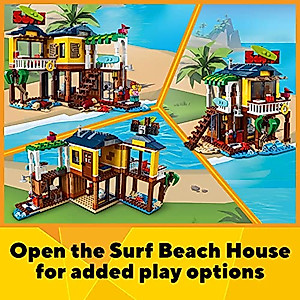 LEGO Creator 3-in-1 Surfer Beach House 31118 - Featuring Lighthouse, Pool House, Boat, 2 Minifigures, Dolphin Figure, Great Summer Building Toy Set for Kids, Girls, and Boys Ages 8+