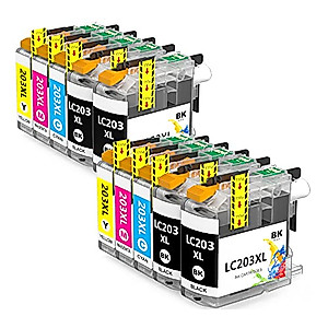 LC203 Ink Cartridges LC201 Compatible with Brother LC203XL LC203BK Ink Cartridges Works with MFC-J480DW MFC-J880DW MFC-J4420DW MFC-J680DW MFC-J885DW Printer(10 Pack), High Page Yield