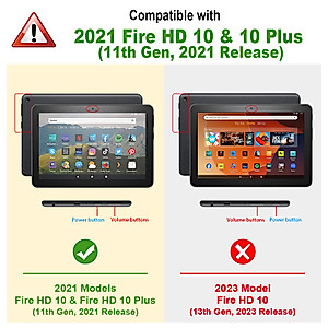 Fintie Case for Amazon Fire HD 10 & Fire HD 10 Plus (11th Generation, 2021 Release) - [Tuatara Rotating] Multi-Functional Grip Carry Stand Cover w/Built-in Screen Protector, Black